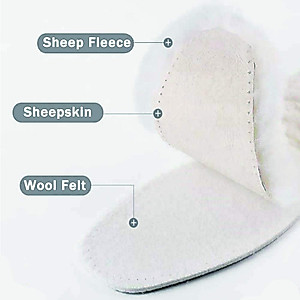 Bacophy 2 Pairs Genuine Thick Sheepskin Fleece Insoles for Women, Premium Warm Fluffy Wool Replacement Cozy Breathable Inner Soles for Shoes Boots Slippers Women Size 7