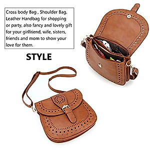 forestfish Ladie's PU Leather Vintage Hollow Bag Crossbdy Bag Shoulder Bag (Brown)