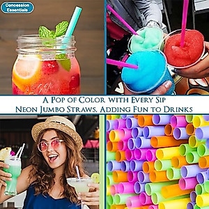 Concession Essentials Neon Jumbo 7.75 UN 500 Neon Jumbo Straws, 7.75" Unwrapped 500ct (Pack of 500), Multi Neon (CENeon7.75Unwrapped-500CT)