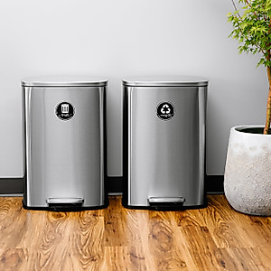 Black Trash Recycle Magnets for Kitchen Trash Can and Recycle Bin, Farmhouse Garbage Can Logo Symbol Magnet, 3.5 Inch Recycle Sticker for Trash Can with 4 Adhesive Stickers, Made in USA, Black 2 Pack