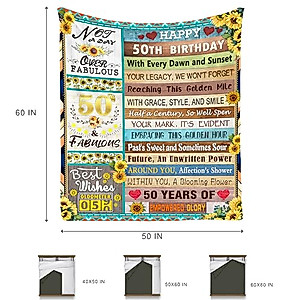 Amxieui 50th Birthday Gifts for Women, Happy 50 Year Old Gifts Decorations Gift Ideas for Her, Funny 50th Birthday Throw Blanket Gift Ideas 60" x 50"