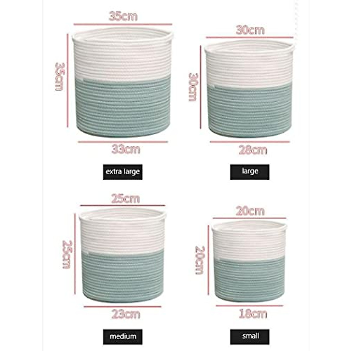 Acdler with Handle Cotton Rope Laundry Basket Woven Storage Basket Nursery Decor Laundry Hamper Toy Storage Organiser Large Blanket Basket for Diaper Blanket Toy Towel Laundry Basket Home Decor