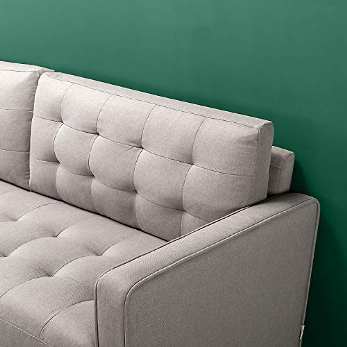 ZINUS Benton Sofa Couch / Grid Tufted Cushions / Easy, Tool-Free Assembly, Stone Grey