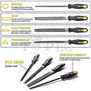 Topec 26Pcs File Set, Round and Flat File Kits are Made of High Carbon-Steel, Ideal Wooden Hand Tool for Woodwork, Metal, Model & Hobby Applications