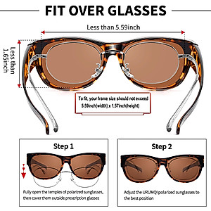 URUMQI Polarized Sunglasses Fit Over Glasses for Women, Trendy Cat Eye Sunglasses UV400 Protection Lens Flexible TR90 Frame