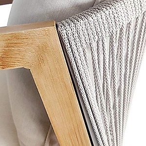 Quality Outdoor Living 65-YZ04OH Oak Hill 4-Piece Outdoor Deep Seating Conversation Set, Medium, Faux Wood + Rope