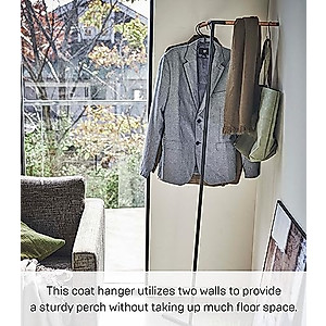 YAMAZAKI Home Tower Magnetic Entryway Organizer For Umbrellas Or Bags, Mudroom Wall Storage With Tray And Wooden Dowel, 63" - Steel + Wood