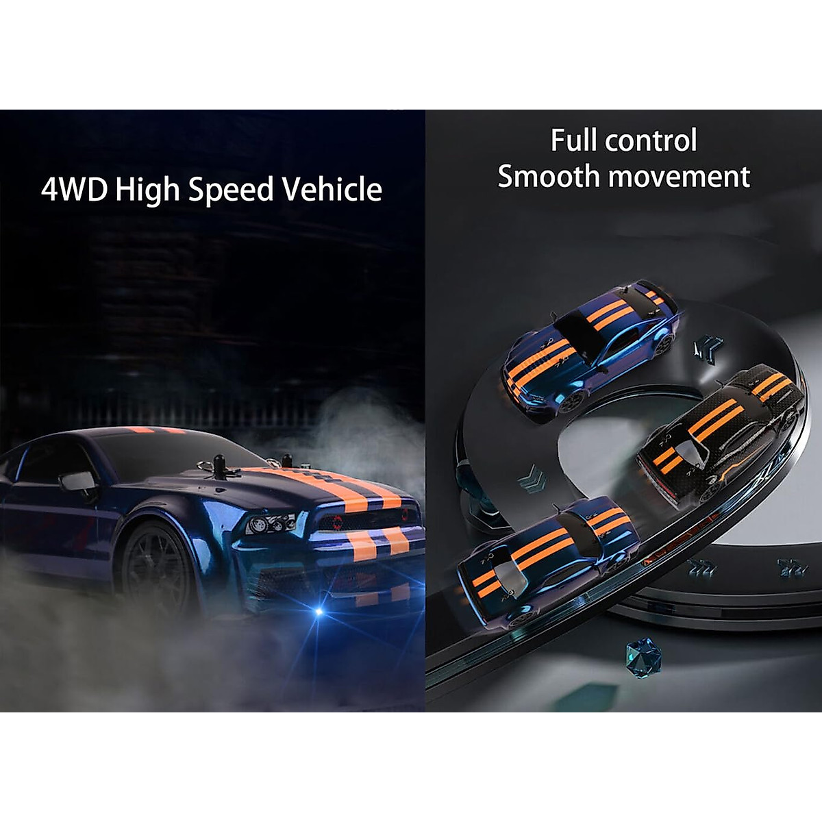 Apawband RC Drift Car 1/14 Scale RC Car RTR Remote Control Race Cars Drifting Toy for Boys Kids 4WD 30KM/H RC Vehicle with LED Lights Drift Tires + Racing Tires