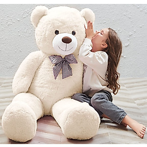 MorisMos Giant White Teddy Bear Stuffed Animals Plush Toy for Girlfriend Kids Christmas Valentine's Day Birthday 47 Inches