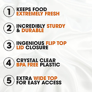 Cheer Collection Stackable Airtight Food Storage Containers - BPA Free Plastic Food Organizer for Pantry with Dry Erase Marker and Labels, Red (Set of 7)