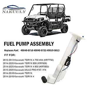 Nakuuly 49040-0716 Fuel Pump Module Assembly Compatible with Kawasaki Mule Pro FX FXT 2016-2020, Teryx Teryx4 800 2014-2020, Teryx4 750 2012-2013 Replaces# 49040-0733, 49019-0013