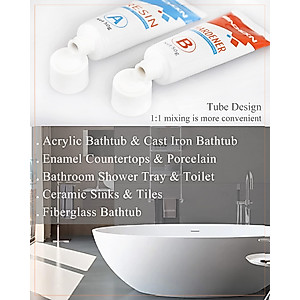 Bath Repair Kit White, Endhokn Enamel, Porcelain, Acrylic, Fiberglass, Ceramic Sink, Tub Tile Toilet Shower Kit & Tray & Chip & Pedestal Crack Hole Scratches Repair