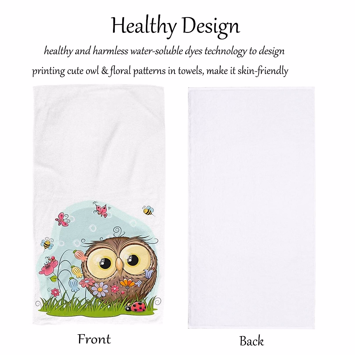 Bath Towels Face Towel Hand Cloth Cute Cartoon Owl for Bathroom Hotel Spa Kitchen Multi-Purpose Soft Washcloth 30 X 15 inch
