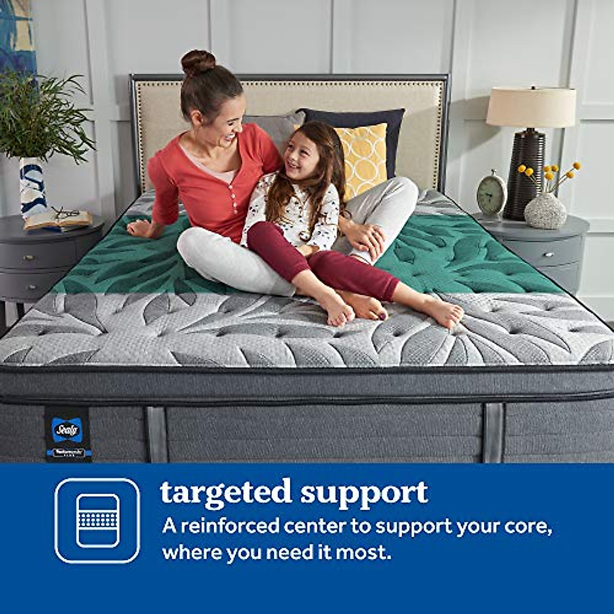 Sealy Posturepedic Plus, Euro Pillow Top 14 Plush Soft Mattress with Surface-Guard and 5-Inch Foundation, Queen, Grey