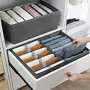 ULENDIS 6 Pack Upgraded Washable Wardrobe Clothes Organizer, 6/7/11 Grids Clothes Organizer for Folded Clothes with Handles & PP Board, Closet Organizers and Storage for Jeans T-shirts Pants Leggings