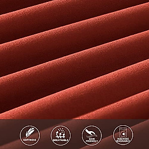 Entisn 4pcs Brushed Microfiber Sheet Queen Size Sets, 1800 Thread Count Ultra-Soft Egyptian Quality Bed Sheets, Orange Luxury Bedding Sheets with 16" Deep Pockets, Breathable & Cozy & Anti-Wrinkle