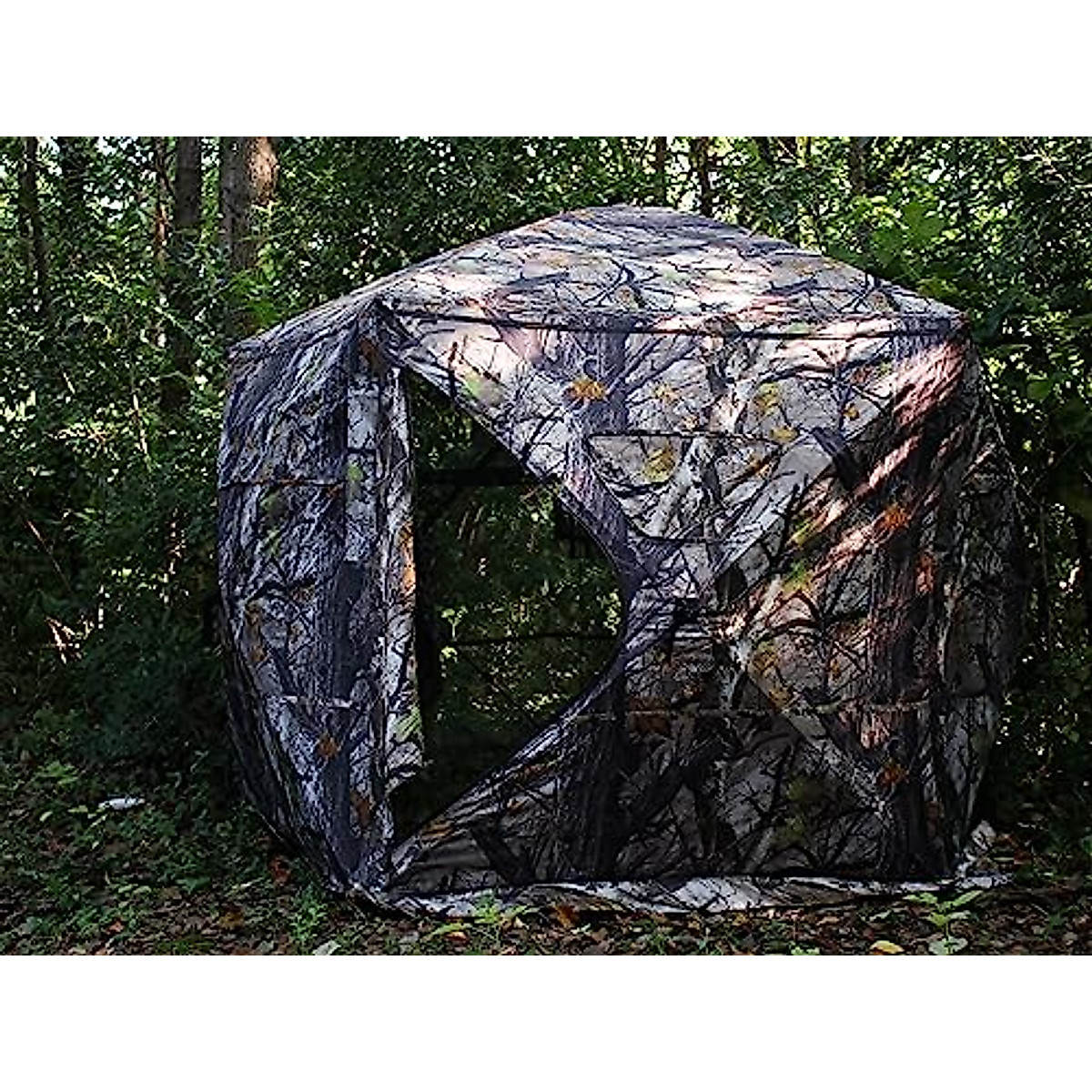 HUNT MONSTER 5 Side Hunting Blind 1-4 Person with Tri-Leg Hunting Stool, 288 Degree See Through Pop up Ground Blinds for Deer Turkey Duck Hunting, Bow Hunting Adjust Windows with Silent Zipper