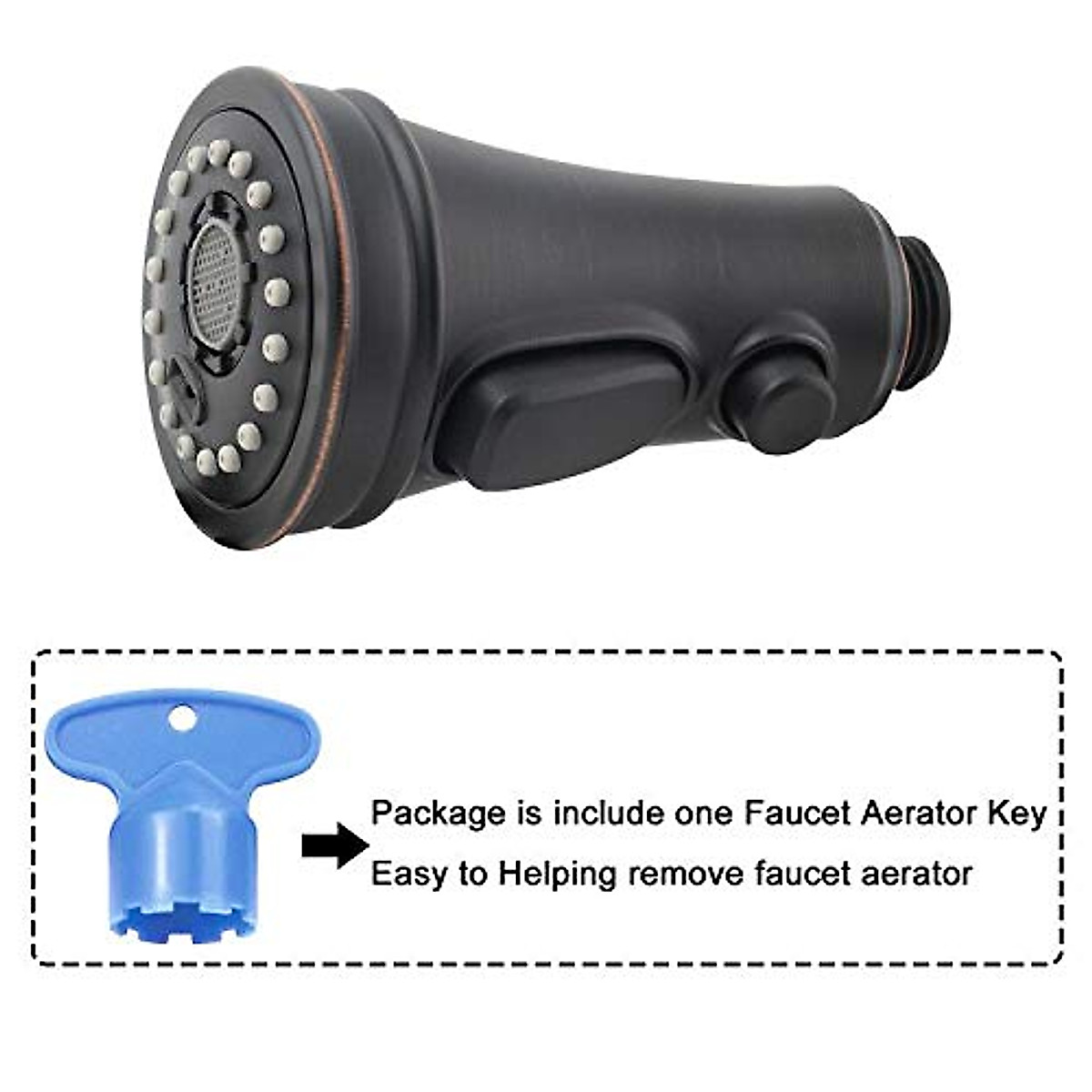 iFealClear Pull Down Spray Head 3 Modes for Kitchen Faucet, Kitchen Sink Faucet Aerator Sprayer Nozzle, Faucet Head Replacement Compatible with Moen, Delta, Kohler, 12 Adapters, Oil Rubbed Bronze