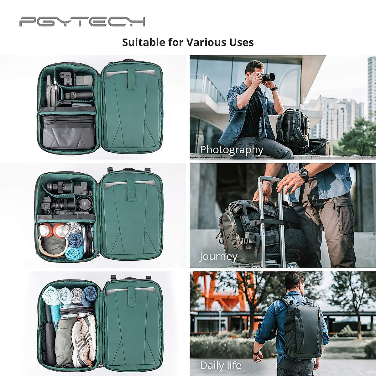 PGYTECH OneMo Camera Bag Backpack 25L with Shoulder Bag for DJI AVATA,Mini 3 Pro, Mavic 3, Air 2S, FPV, Sony, Canon, Nikon, Drone, Mavic 2/Air 2, OSMO Action/Pocket, DSLR/SLR Mirrorless, Camera Tripod