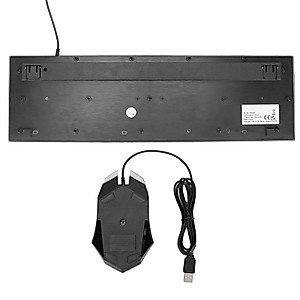 Keyboard and Mouse Combo, 104 Keys Wired USB Mouse and Keyboard Set, Waterproof Ergonomic Keyboard LED Backlit, Keyboard Mouse Set for Gaming (D280 Suit Word Through Black)