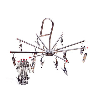 Stainless Steel Hanging Drying Rack Laundry Drip Hanger with 16 Clips for Drying Socks Baby Clothes Towel Clothes Hanger