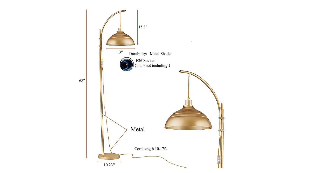 WOXXX Industrial Gold Floor Lamp - Modern Rustic Design