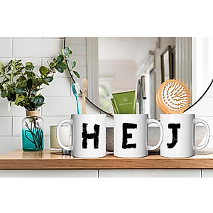 Retreez Initial A-Z Hand Drawn Grunge Alphabet Monogrammed Monogram Mug 11 Oz Ceramic Tea Coffee Mugs - Appreciation Thank You Holiday Birthday Gifts for her friend coworker sister bestie - H Initial