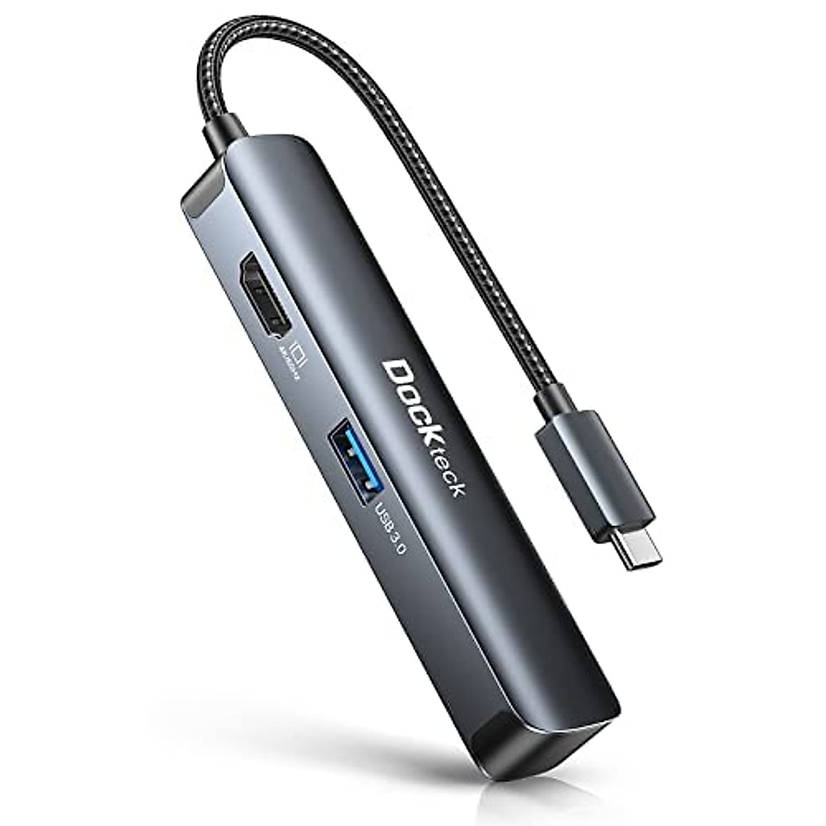 USB C Hub 4K 60Hz, USB C Adapter, Dockteck 5-in-1 USB-C Hub Multiport Adapter, SD/Micro SD Card Reader, 2 USB 3.0, for MacBook Air/Pro, iPad Air/Pro, XPS