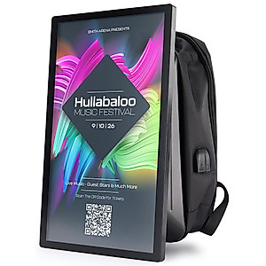 21.5" Digital Backpack Billboard with Anti-Glare LCD Screen, LED Backlit Non-Touch Panel, Wearable Video Screen for Advertising, Rechargeable Battery Power Up to 8 Hours