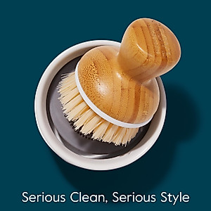 Grove Co. Bubble-Up Dish Soap Dispenser & 2 Pack Brush Set, Ergonomically Designed Dish Scrubber, Removes Tough Messes, Gentle on Dishes, Sustainable Solution to The World's Waste