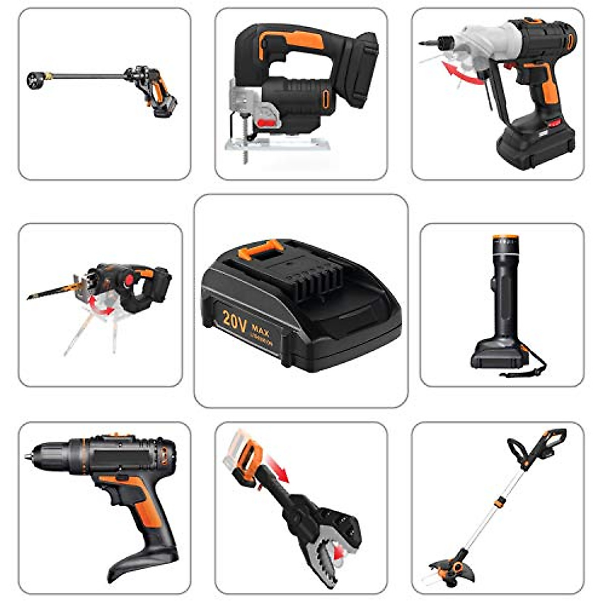 Cell9102 Replacement Worx 20V Battery and Charger Starter Kit， WA3520 Lithium Battery and Charger WA3742 Compatible with Worx 20-Volt Cordless Power Tools