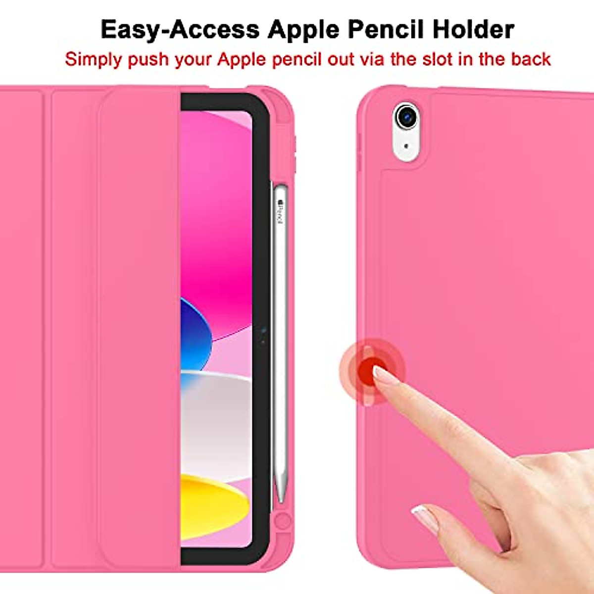 ZryXal New iPad 10th Generation Case 10.9 Inch 2022 with Pencil Holder, Smart iPad Case with Soft TPU Back [Support Auto Wake/Sleep] (Watermelon)