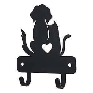 The Metal Peddler Miniature Dog & Cat Love - Key Holder for Wall - Extra Small 3.5 inch Wide - Made in USA