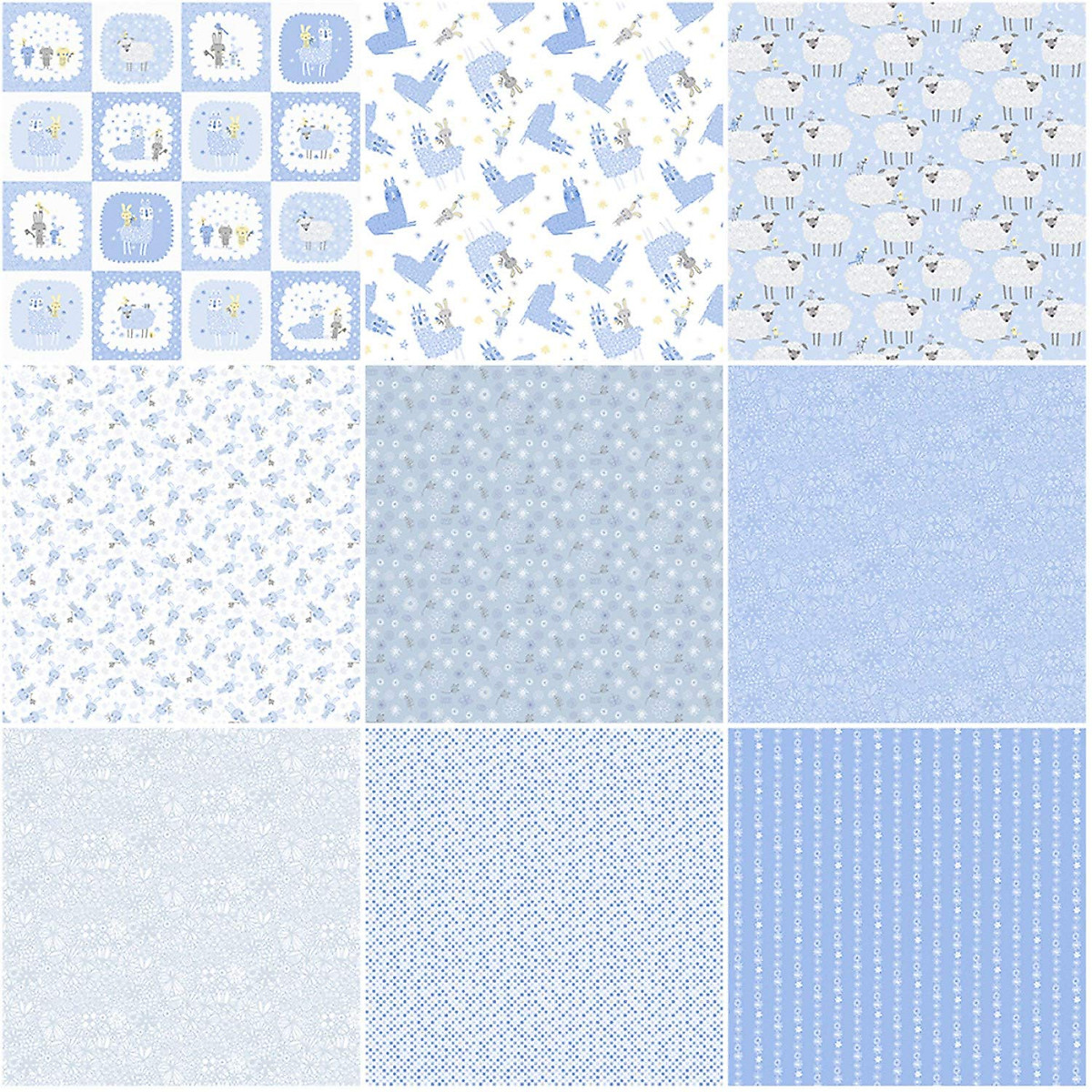 Terry Runyan Baby Buddies Blue 9 Fat Quarters Benartex