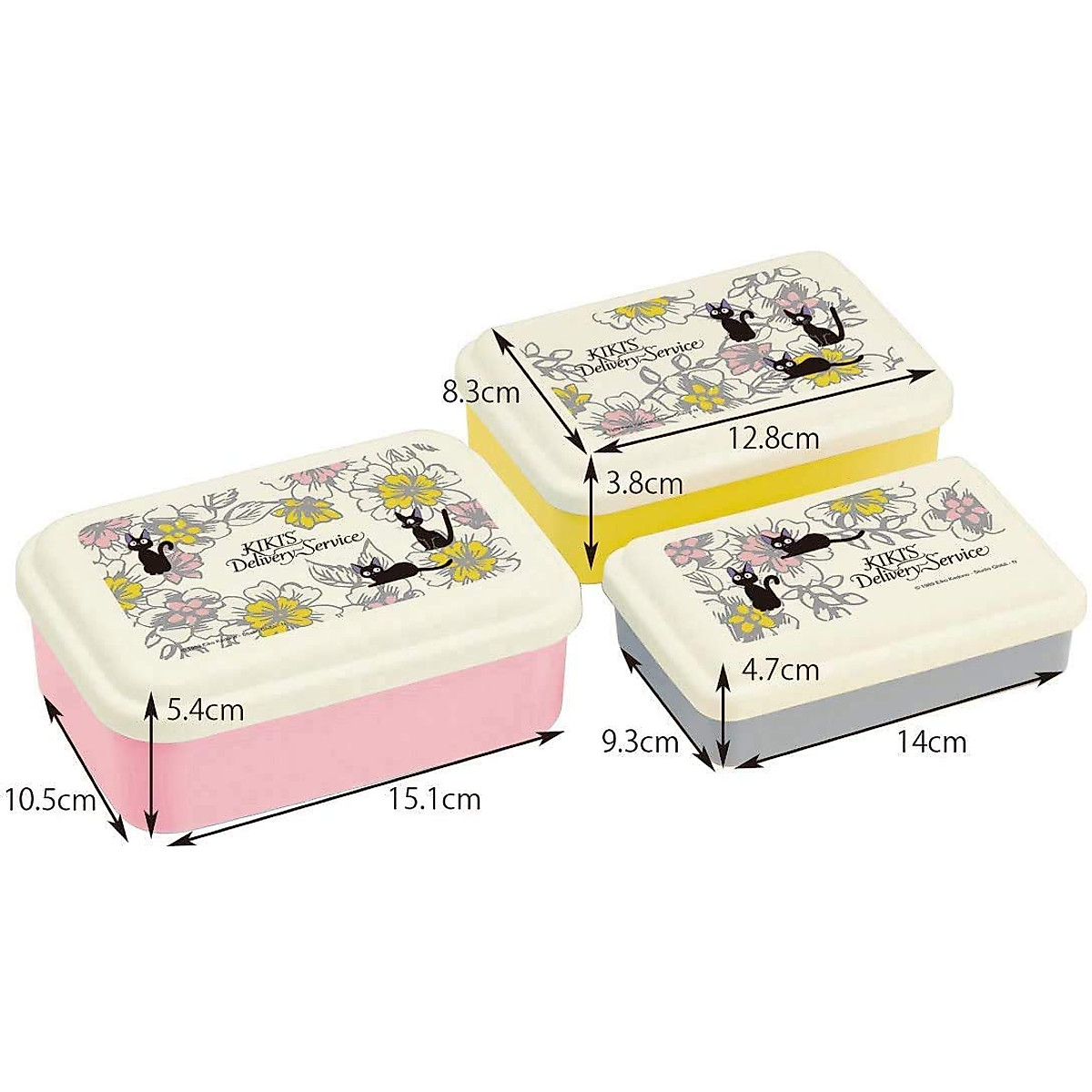 Skater Kiki's Delivery Service Food Storage Container with Lids 3pc Set - Authentic Japanese Design - Durable, Dishwasher Safe - Jiji Elegance