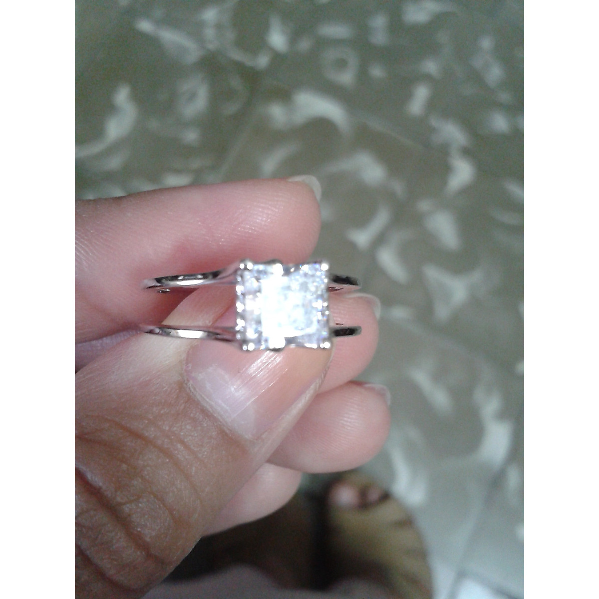 Size 7 - Solid 925 Sterling Silver Bridal Set Princess Cut Solitaire Engagement Ring with Matching Channel Set Wedding Band CZ Cubic Zirconia 2.0ct. With Elegant Velvet Ring Box