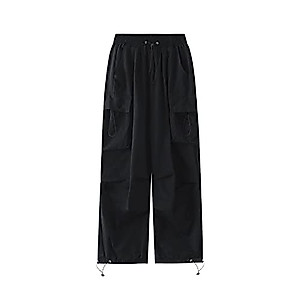 Cargo Pants for Women, Vintage High Waisted Hip Hop Joggers Pants Y2k Cargo Pants Flap Pocket Wide Straight Leg Baggy Pants Loose Fit Y2k Cargo Pants with Pockets Wide Leg Trousers E-Girl Streetwear