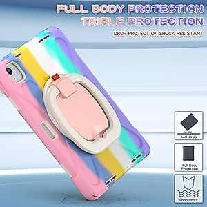 SCSVPN for iPad Air 11 Inch Case 6th Generation 2024 M2 | iPad Air 5th/4th Gen Case 10.9''| iPad Pro 11'' (2022-2018) Protection Kids Cover w/Pencil Holder-Stand-Handle-Shoulder Strap, Colorful Pink