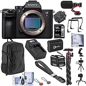 Sony Alpha a7R III Mirrorless Digital Camera Body (V2) Bundle with 128GB SD Card, Backpack, Extra Battery, Charger, Wrist Strap, Mic and Accessories