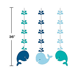 Creative Converting 324424, Baby Whales String Hanging Decorations, 3 Ct, 36", Blue