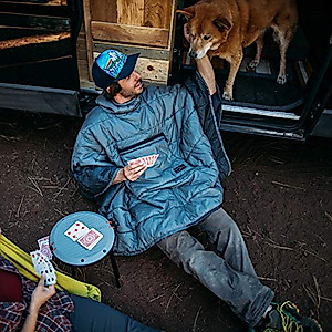 Therm-a-Rest Honcho Poncho Wearable Hoodie Blanket, Blue Print