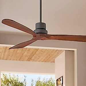 Casa Vieja 52" Delta-Wing Rustic Farmhouse 3 Blade Indoor Outdoor Ceiling Fan with Remote Oil Rubbed Bronze Walnut Solid Wood Damp Rated for Patio Exterior House Home Porch Gazebo Garage