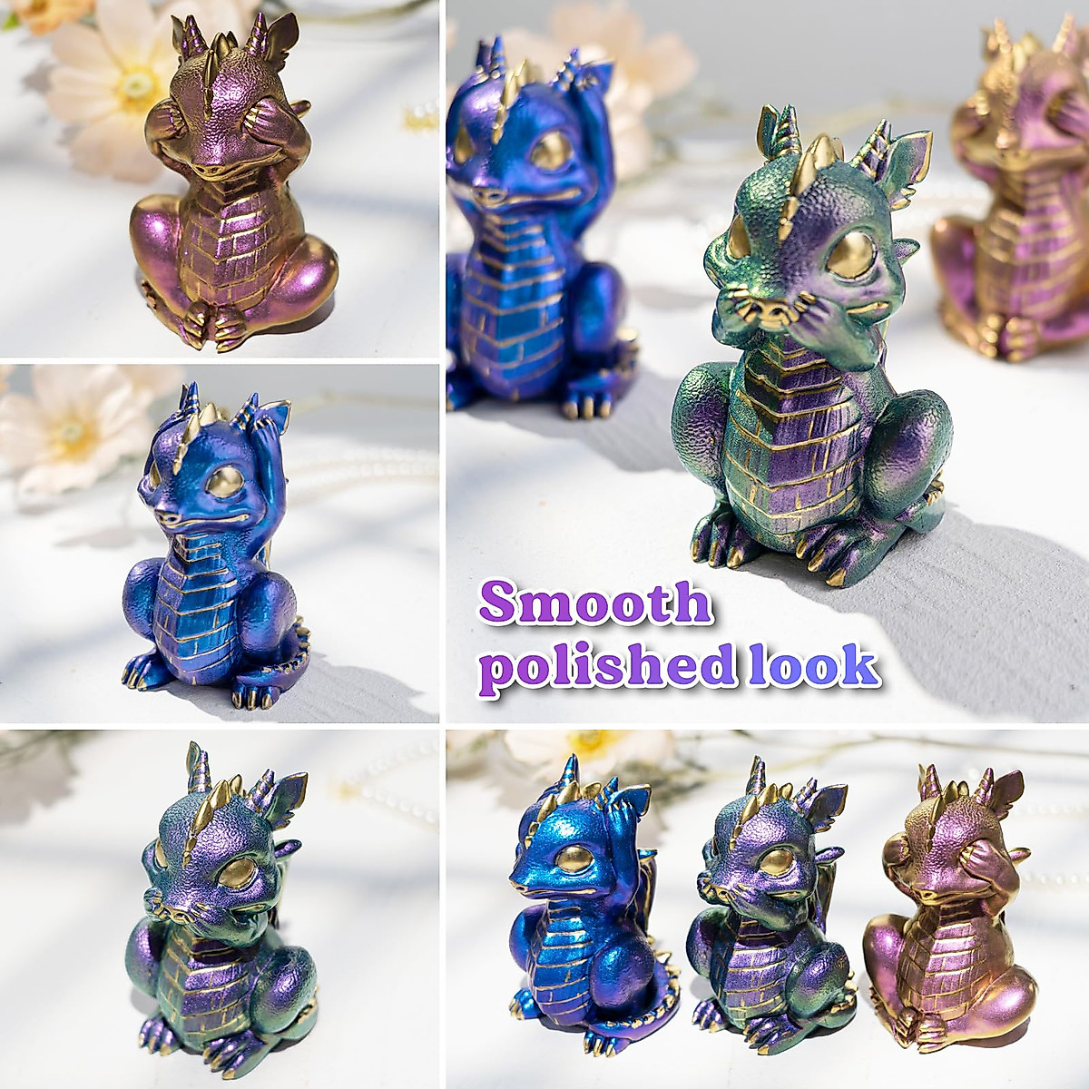 LET'S RESIN Dragon Resin Molds, Hear, Speak, See No Evil 3 Pcs Dragon Epoxy Resin Molds, Lively 3D Animal Silicone Molds for Epoxy Resin, Art Craft, Gift