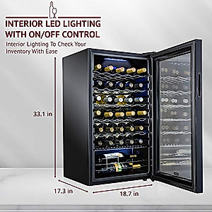 SCHMECKE 34 Bottle Compressor Wine Cooler Refrigerator w/Lock | Large Freestanding Wine Cellar | 41f-64f Digital Temperature Control Wine Fridge For Red, White, Champagne or Sparkling Wine - Black