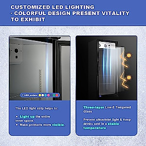 Aplancee Beverage Refrigerator Cooler 24" W 16.5 Cu.ft Glass 1 Door Merchandiser Refrigerator 35-46℉ LED Lighting without Lightbox Black for Restaurant Bar Grocery Store Family Party