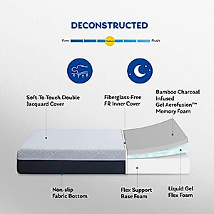 10 Inch Twin XL Memory Foam Mattress, Cool Gel Bamboo Bed Mattress in A Box, Made in USA, CertiPUR-US Certified, Breathable Medium Mattress
