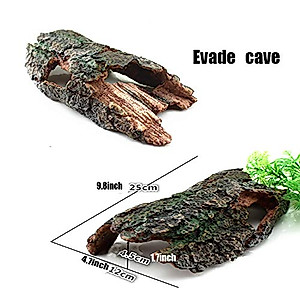 Reptile Habitat Decor Hideouts Critter Cavern Bark Bends Resin Ornament Hiding Place for Leopard Gecko Cichlids Spiders Lizards Snakes