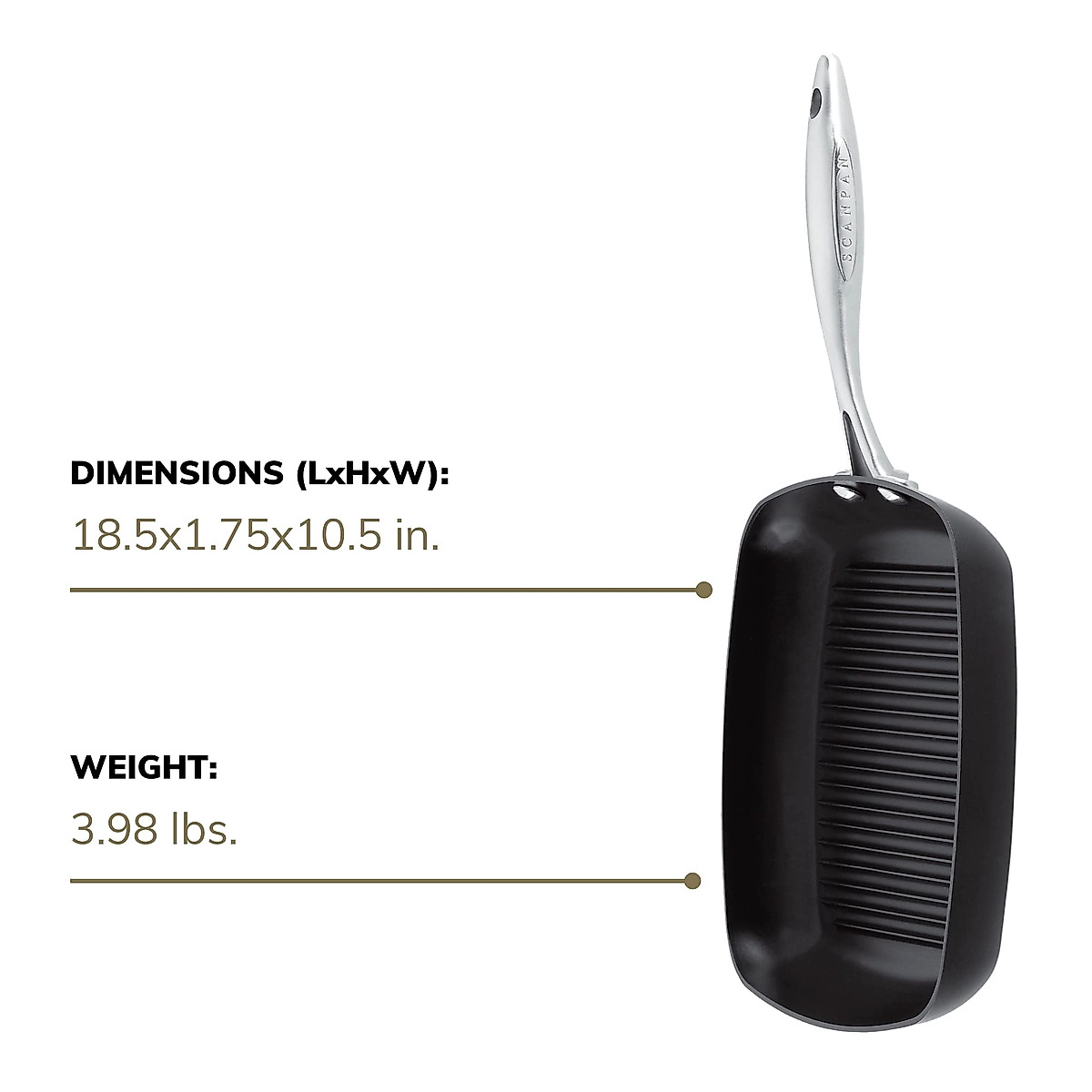 Scanpan Professional 10.5” Square Grill Pan - Easy-to-Use Nonstick Cookware - Dishwasher, Metal Utensil & Oven Safe - Made in Denmark