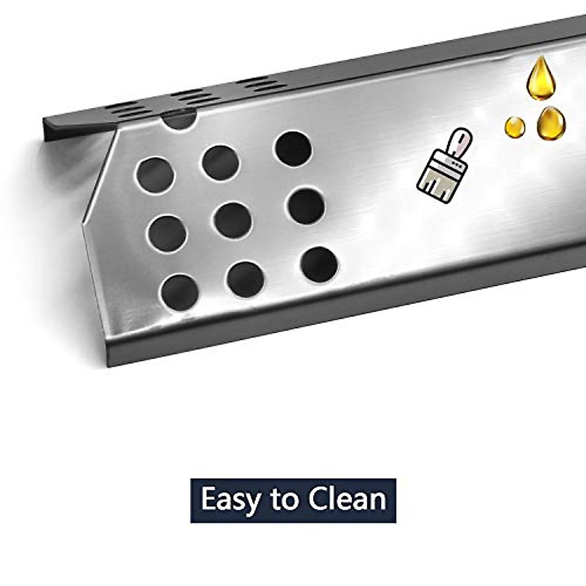 Hongso 14 7/8" Stainless Steel Heat Plates Tent Shield Replacement Parts for Master Forge 1010037 Gas Grill Model, 3 1/4" Wide Burner Covers Flavorizer Bars, 4-Pack, SPZ3714