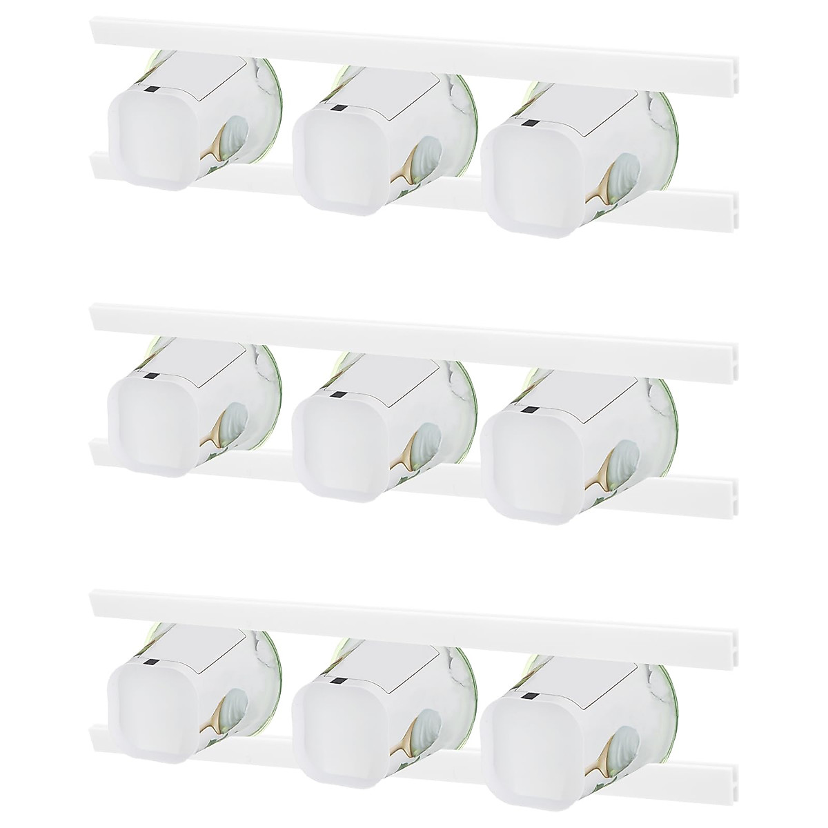 6 Pack Yogurt Organizer for Fridge, 20 Capacity Yogurt Holder for Refrigerator with Adhesive Tapes, 12" Long Fridge Yogurt Organizer Customizable to Fit Multiple Yogurt Sizes, Yogurt Fridge Organizer